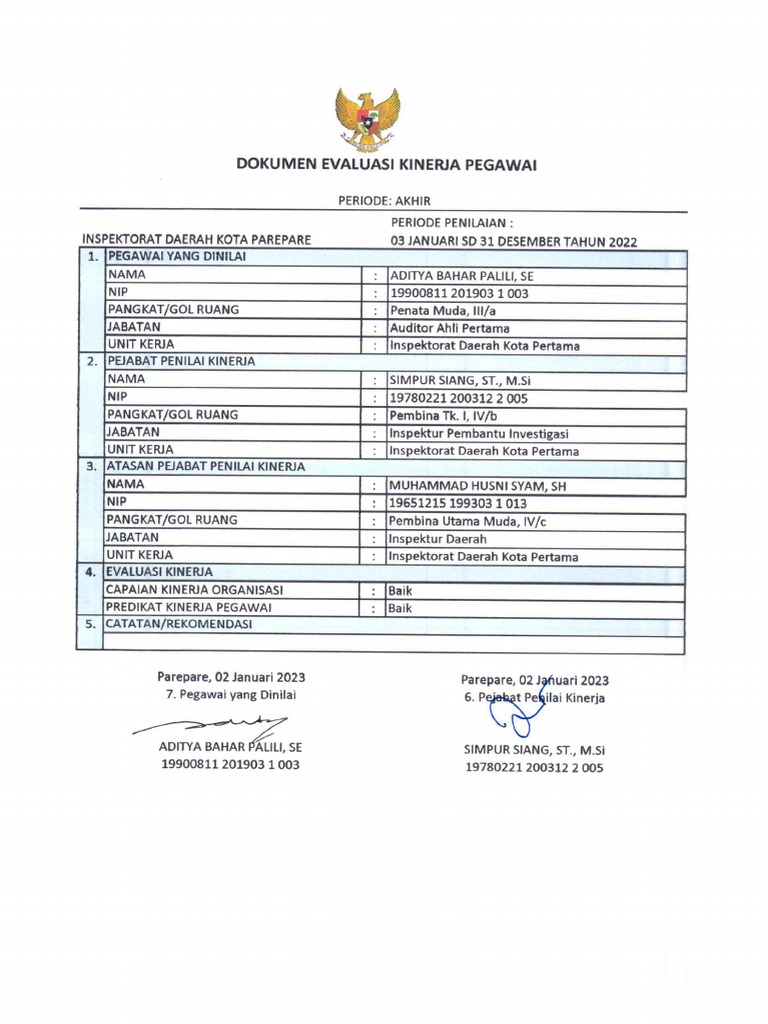 Dokumen Evaluasi Kinerja Pegawai PDF | PDF