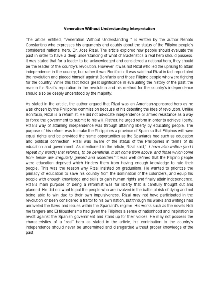 Veneration Without Understanding Interpretation | PDF