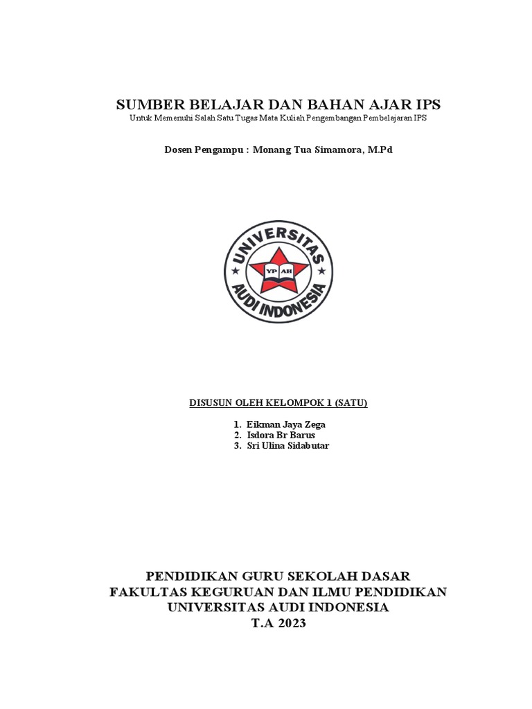 Sumber Belajar Dan Bahan Ajar Ips | PDF