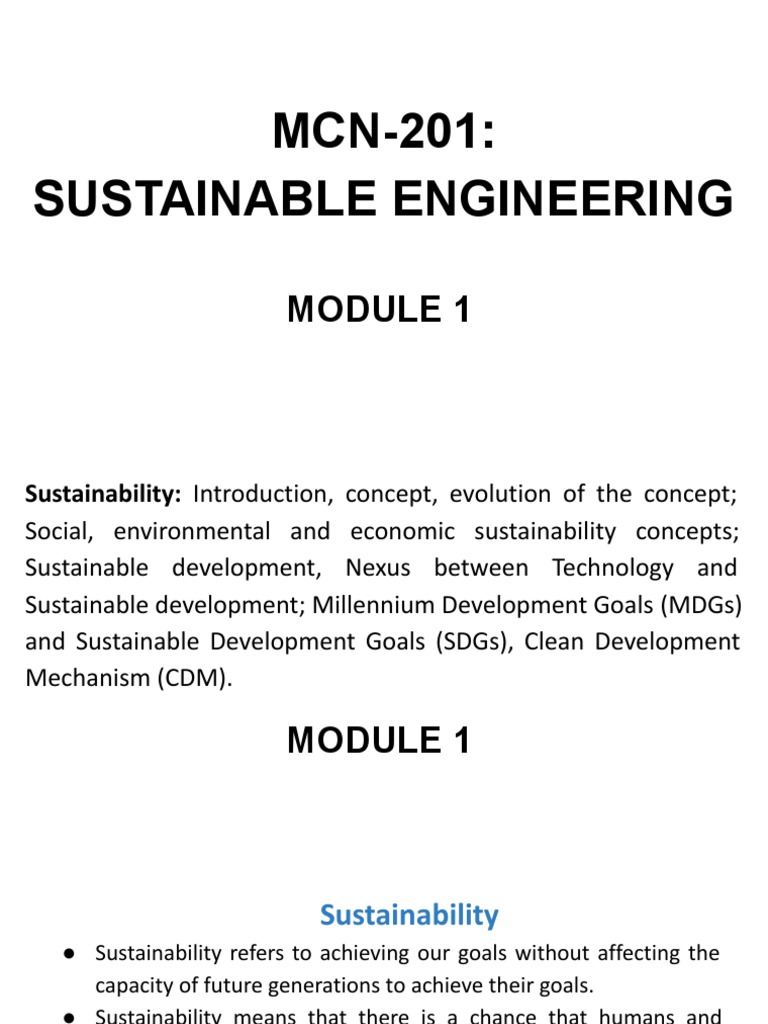 MCN-201_ SUSTAINABLE ENGINEERING | PDF | Sustainability | Millennium Development Goals