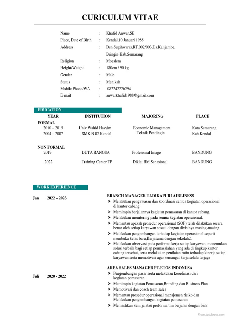 CURRICULUM VITAE SUMMARY | PDF