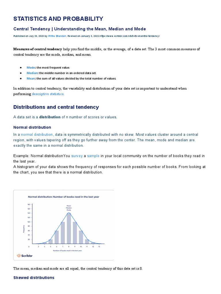Central Tendency | PDF | Mode (Statistics) | Mean