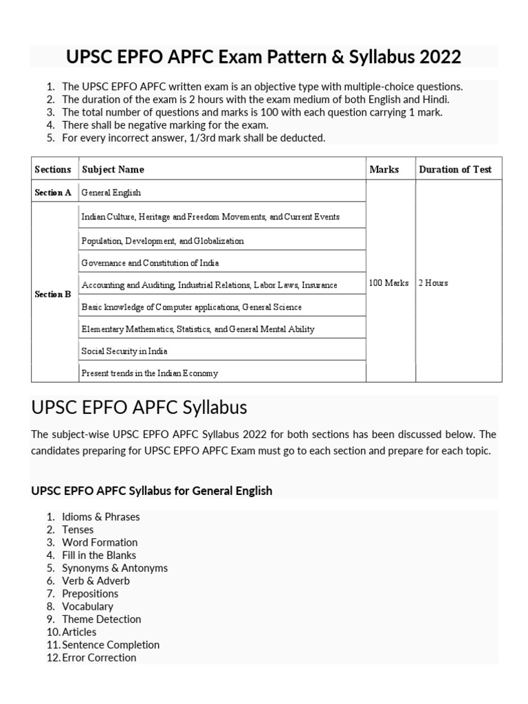 UPSC EPFO APFC Exam Syllabus | PDF | Electricity | Chemistry