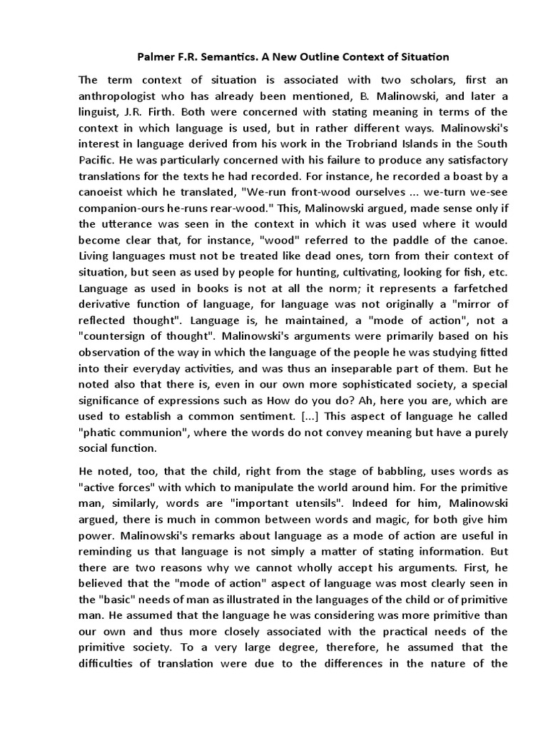 Palmer Contextualization | PDF | Linguistics | Grammar