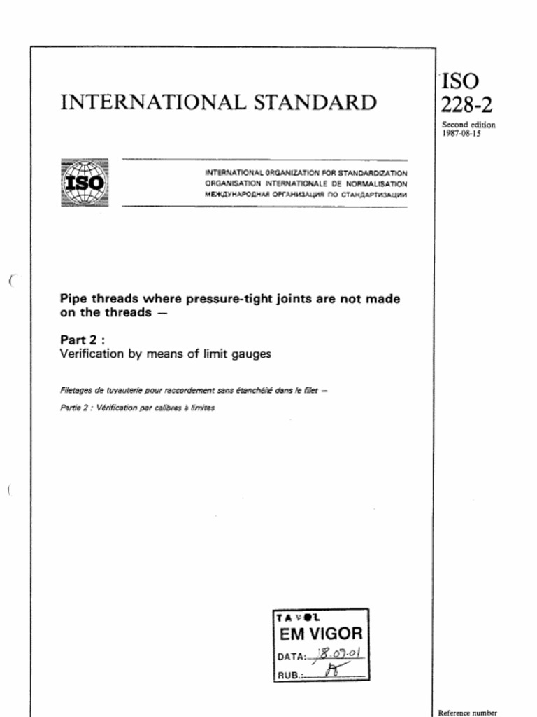 ISO 228-2 (EN) - Ago 87 | PDF