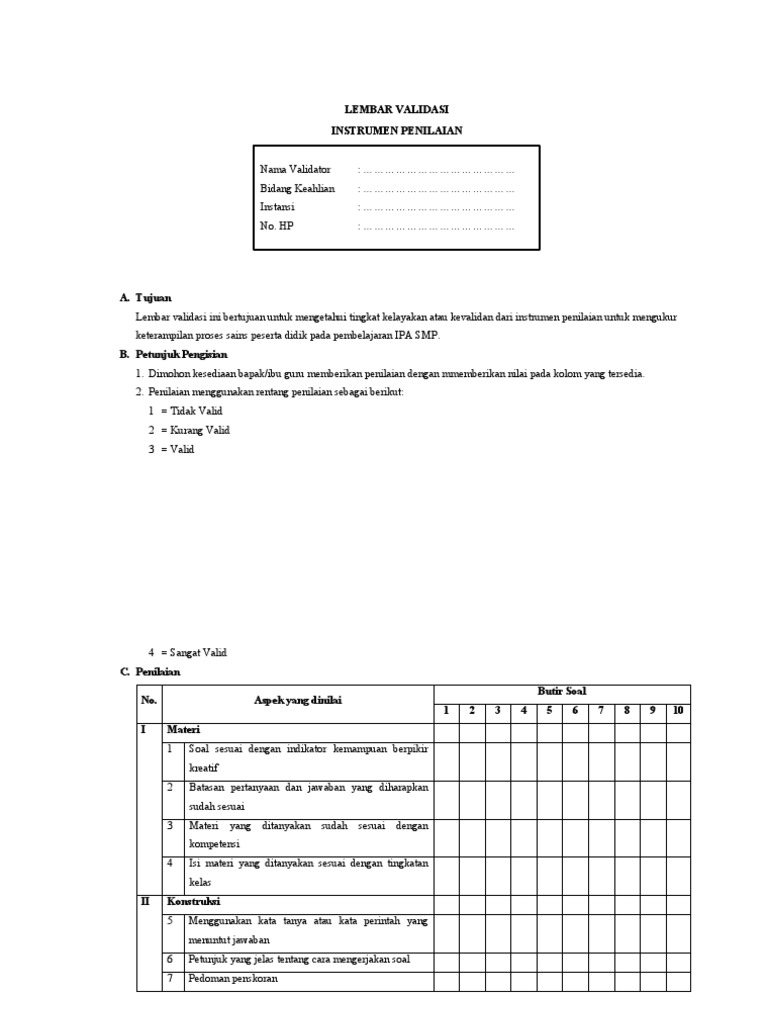 Lembar Validasi | PDF
