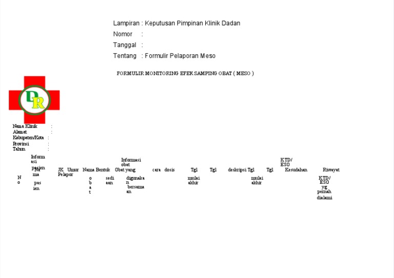FORMULIR PELAPORAN MESO (1) | PDF