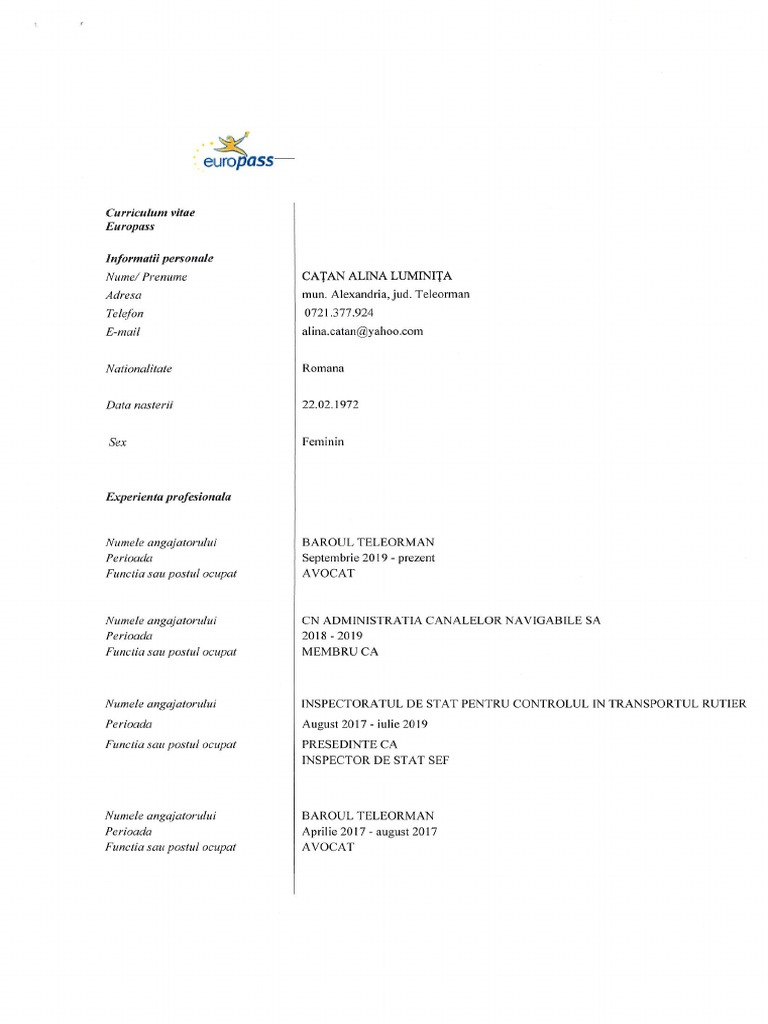 CV Alina Catan | PDF