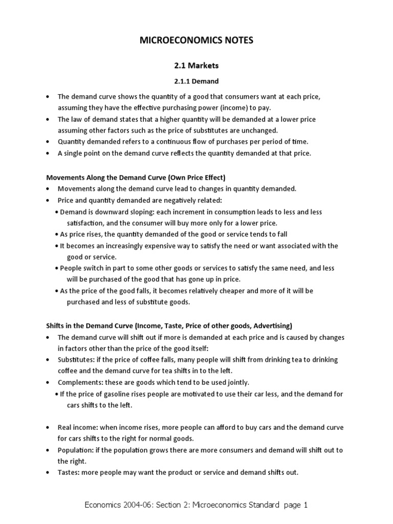 IB Economics Microeconomics Notes | PDF | Demand | Elasticity (Economics)
