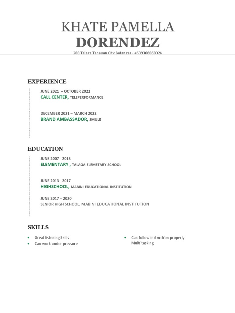 Khate Pamella Dorendez | PDF