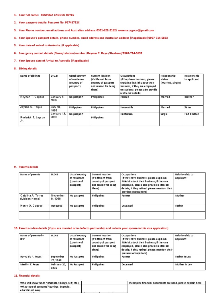 Questionnaire For VISAS | PDF | Travel Visa | Economies