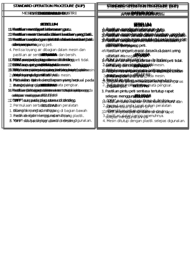 Sop Mesin Asas Roti | PDF