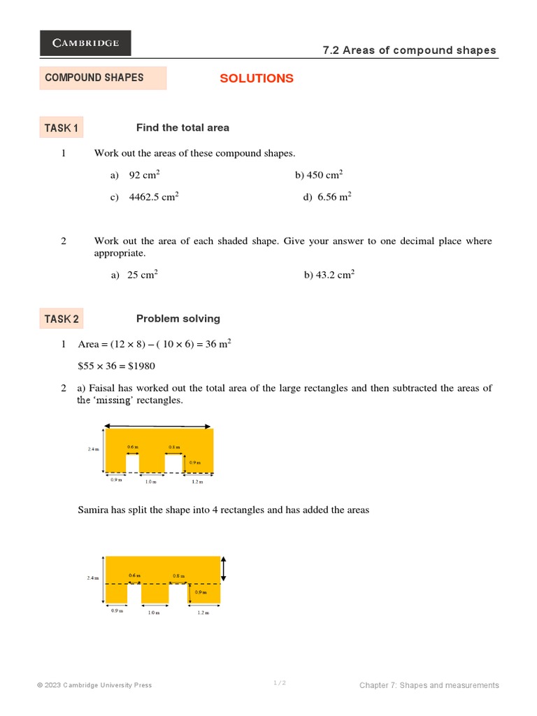 Compound Shapes SOLUTIONS PDF | PDF