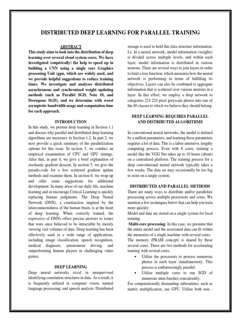 Distributed Deep Learning For Parallel Training | PDF | Deep Learning ...