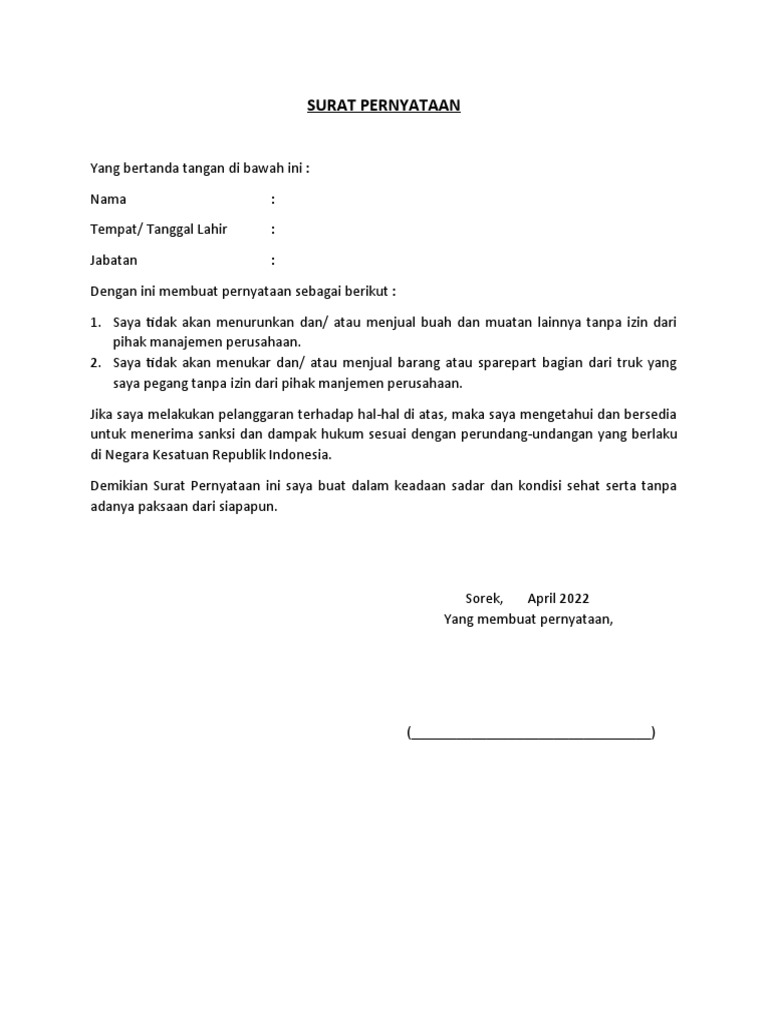 Surat Pernyataan | PDF