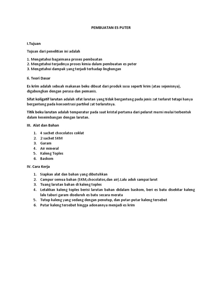 Pembuatan Es Puter | PDF