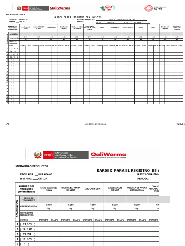 Formato de Kardex 2 - 2023 | PDF | Cocina | Cultivos