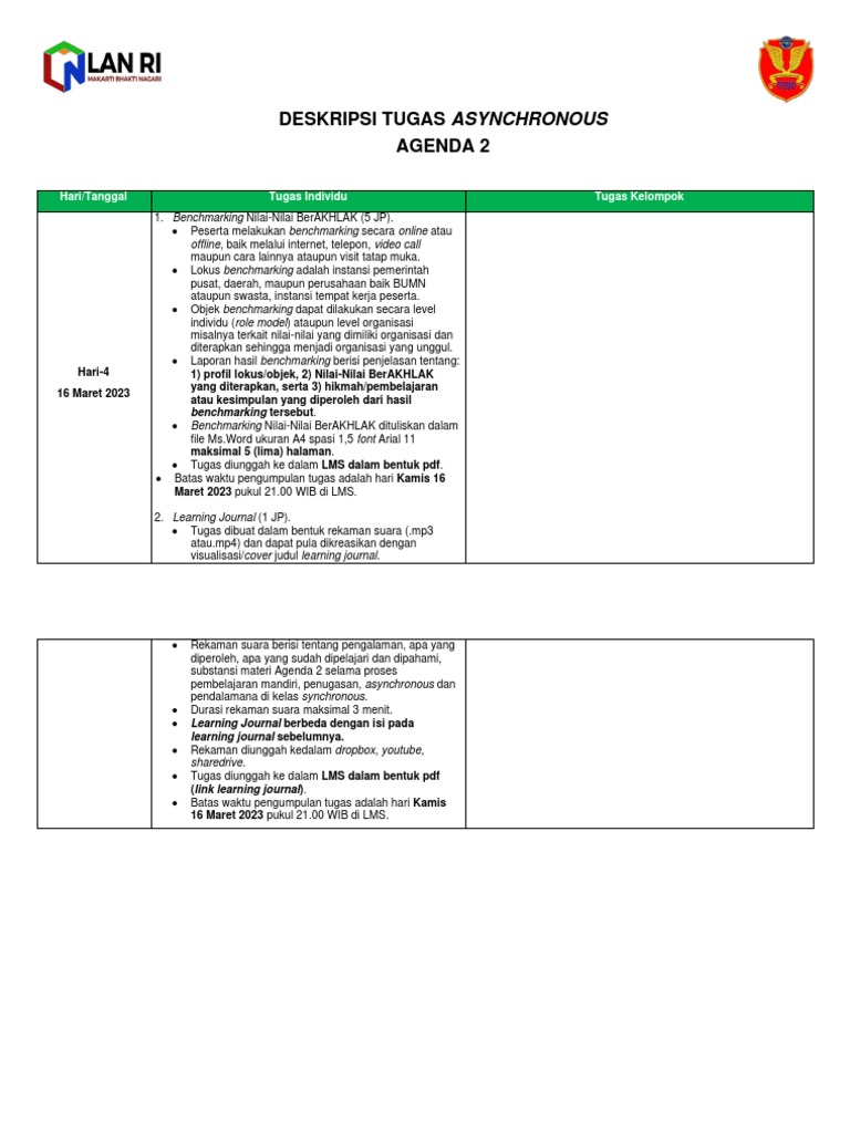 Deskripsi Tugas Asynchronous 4 Agenda 2 PDF | PDF