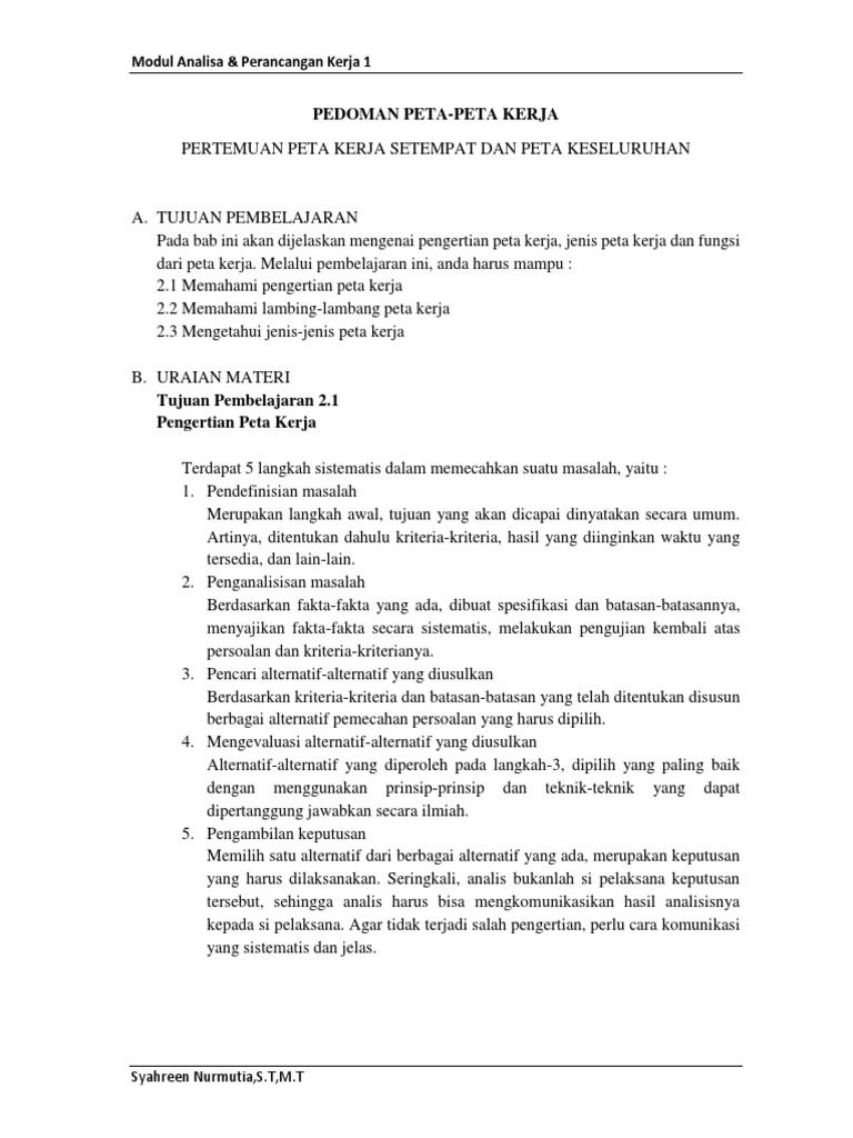 MENGERTI PETA KERJA DAN FUNGSINYA | PDF