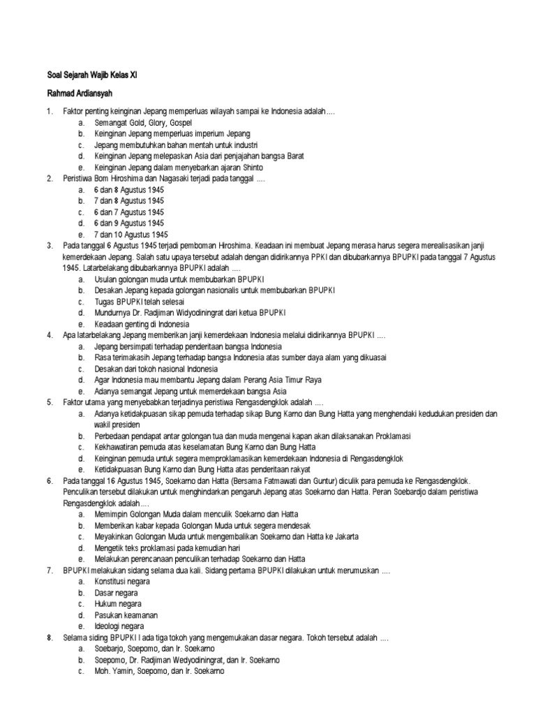 PAT XI Sej. Wajib | PDF