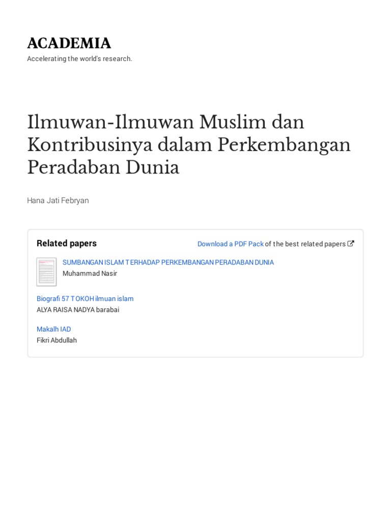 Ilmuwan Ilmuwan Muslim Dan Kontribusinya Dalam Perkembangan Peradaban ...