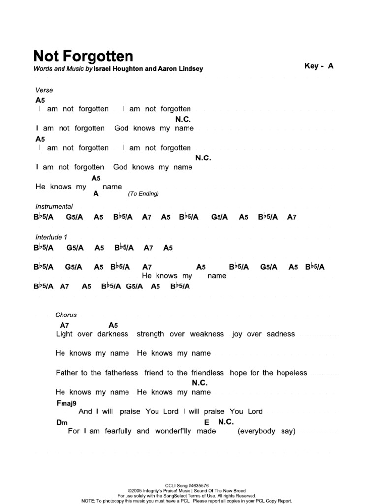 I Am Not Forgotten-Chords-A | PDF