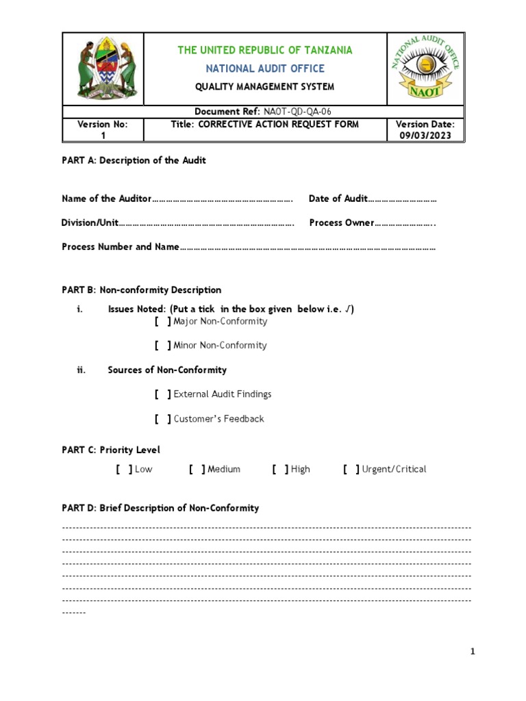 Corrective Action Request Form ISO 9001 | PDF | Finance & Money ...