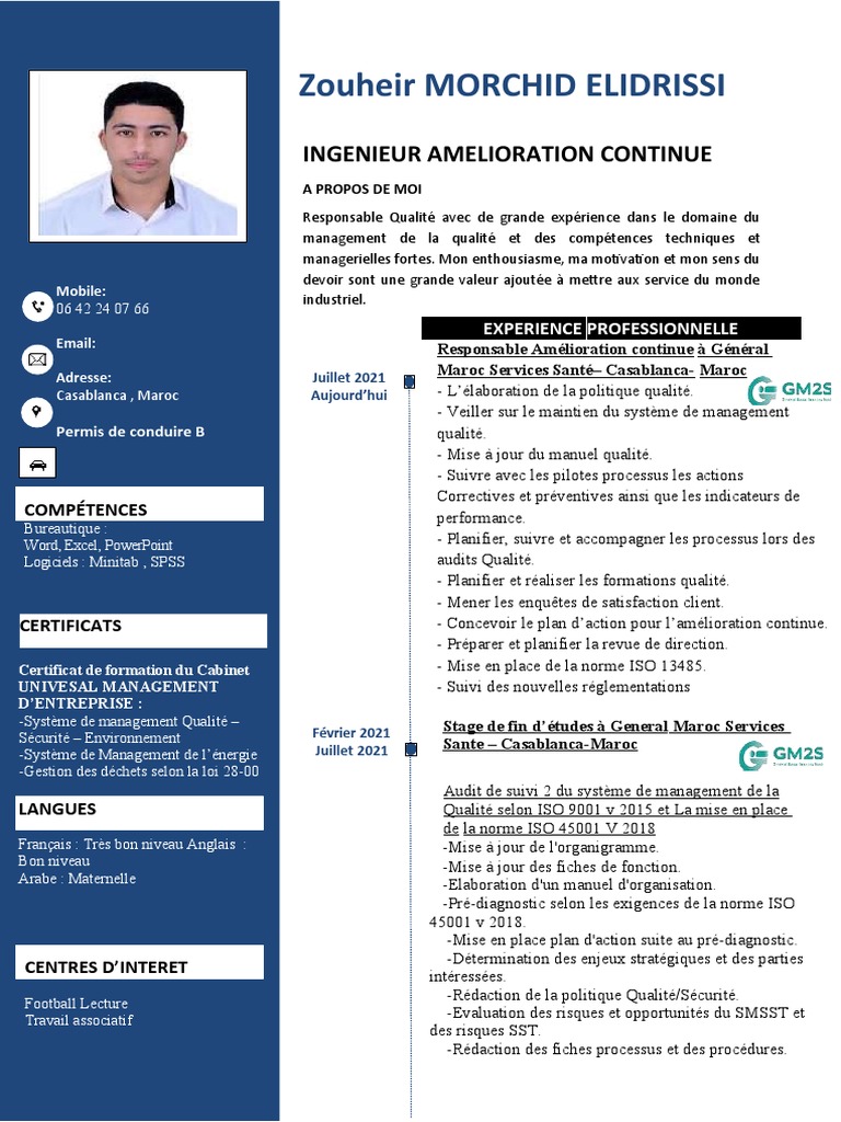 CV - Zouheir Morchid Elidrissi. - Ing Ac | PDF | Management de la ...