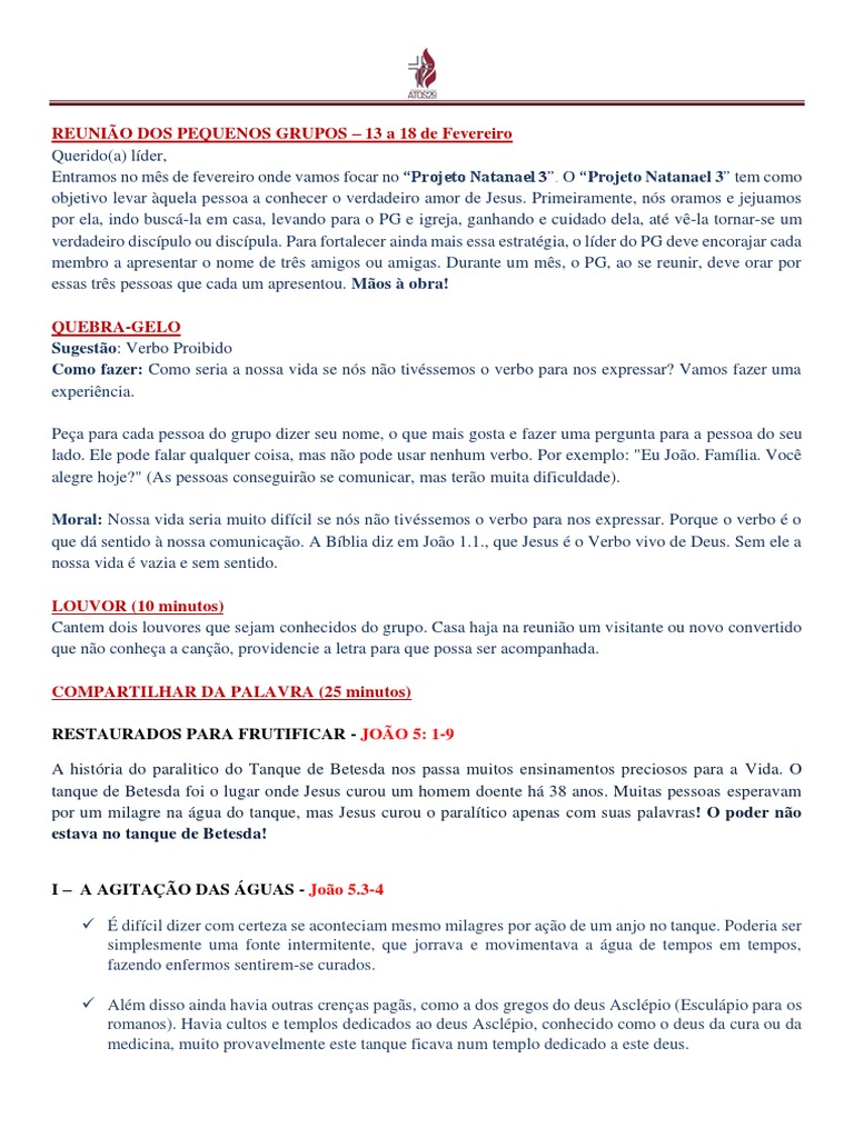 ESTUDO PGS-RESTAURADOS PARA FRUTIFICAR 13 Fev A 18 Fev | PDF | Evangelho de João | Jesus