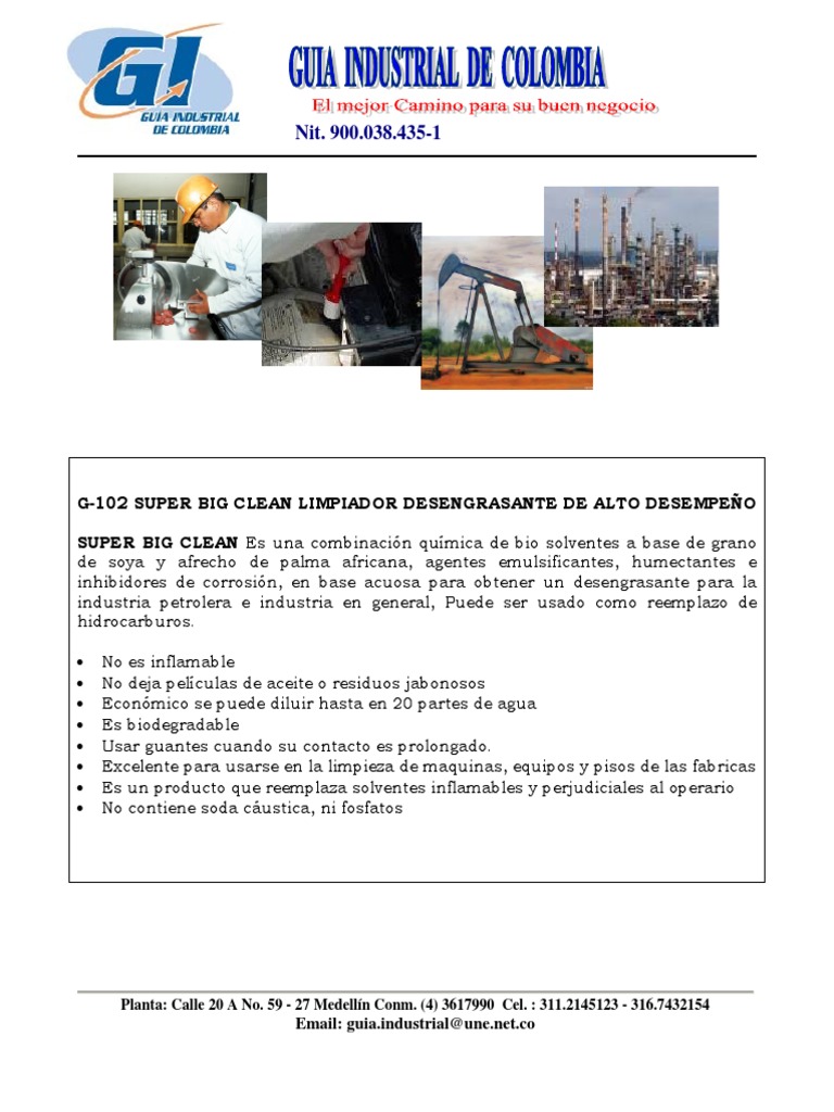 Ficha Técnica del Desengrasante Super Big Clean | PDF