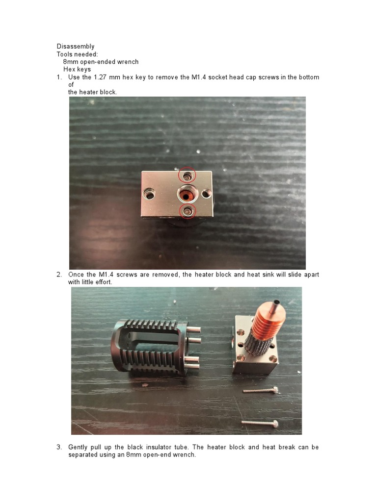 Dragon - Hotend Assembly Disassembly Instructions | PDF