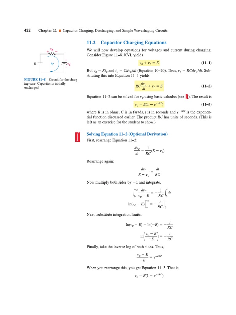 Capacitor Charging (Robbin Miller - Circuit Analysis Theory Practice 2nd Edition) PDF | PDF