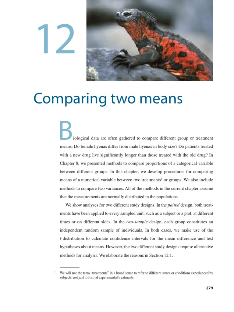 Comparing Two Means: T-Distribution To Calculate Confidence Intervals ...