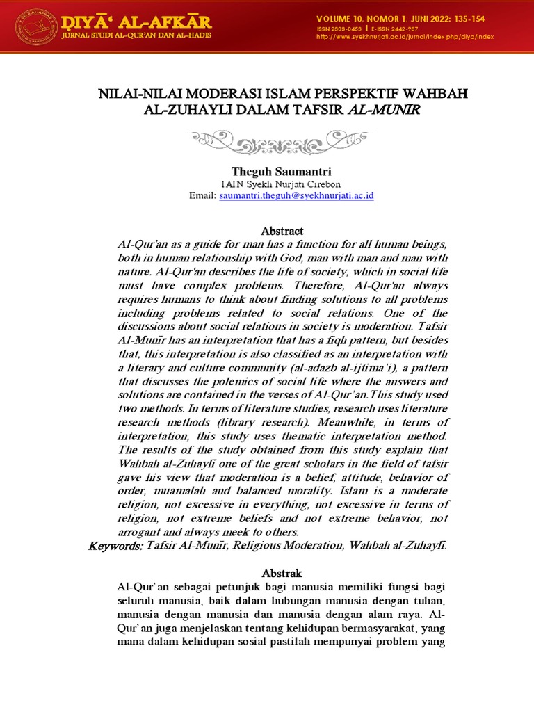 Nilai Nilai Moderasi Islam Pdf Quran Islam