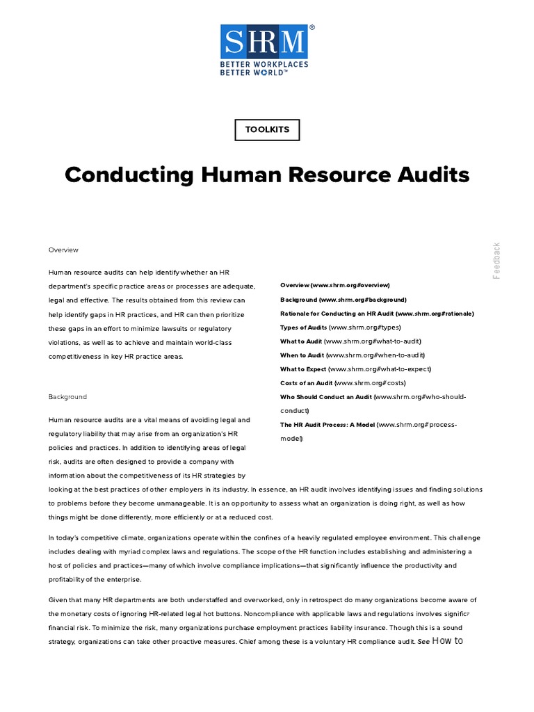 Conducting Human Resource Audits PDF | PDF | Audit | Employment