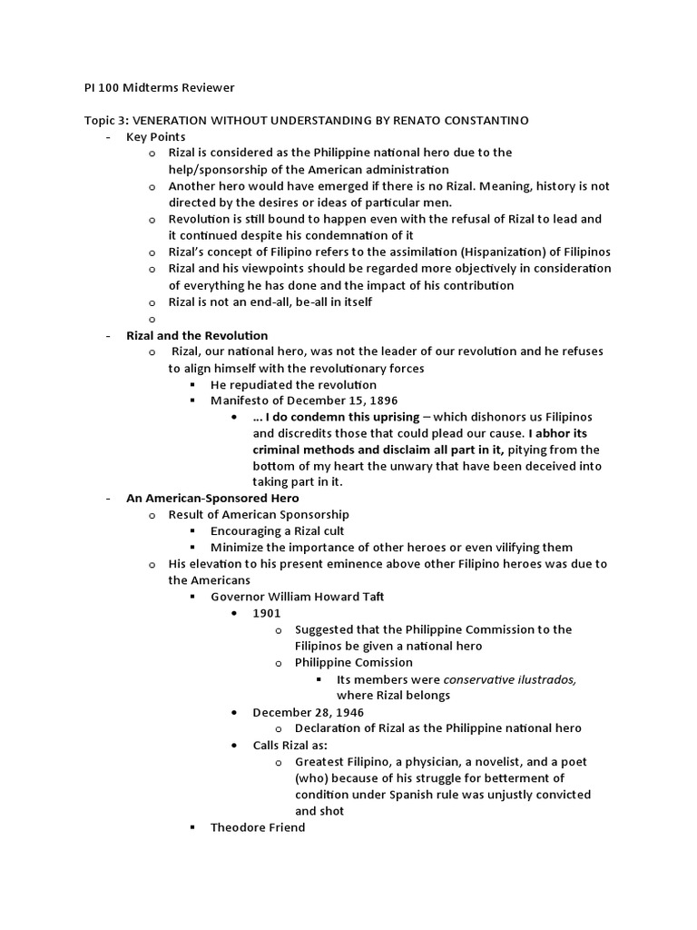 PI 100 Midterms Reviewer | PDF | Philippines