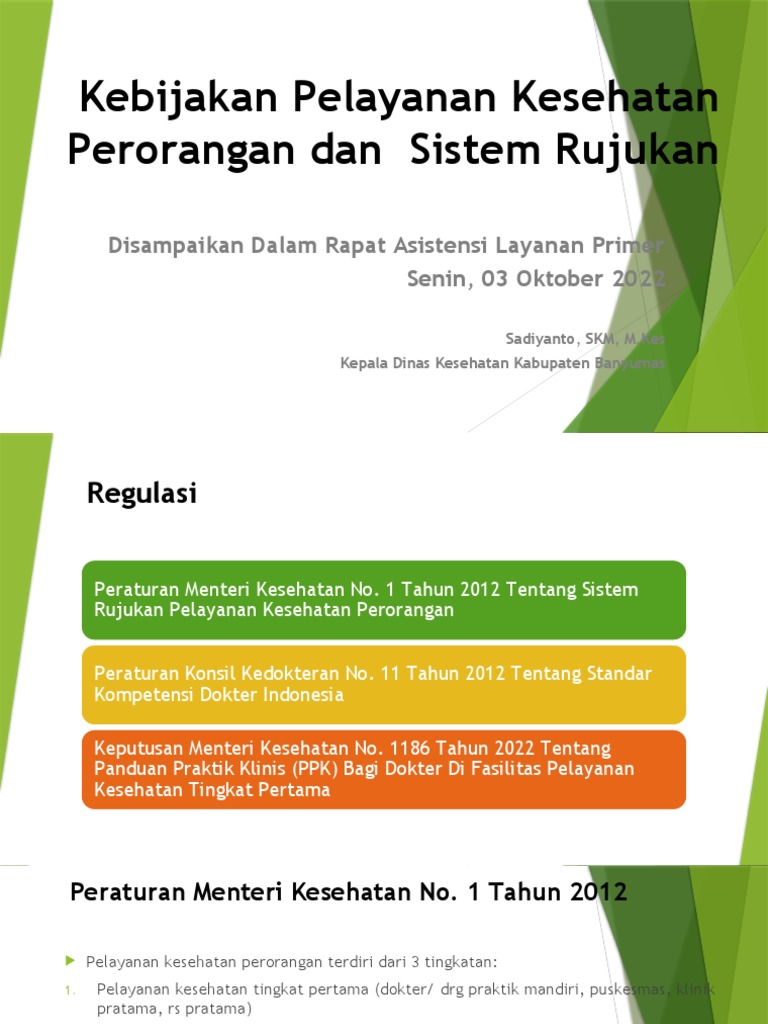 Kebijakan Pelayanan Kesehatan Perorangan Dan Sistem Rujukan | PDF