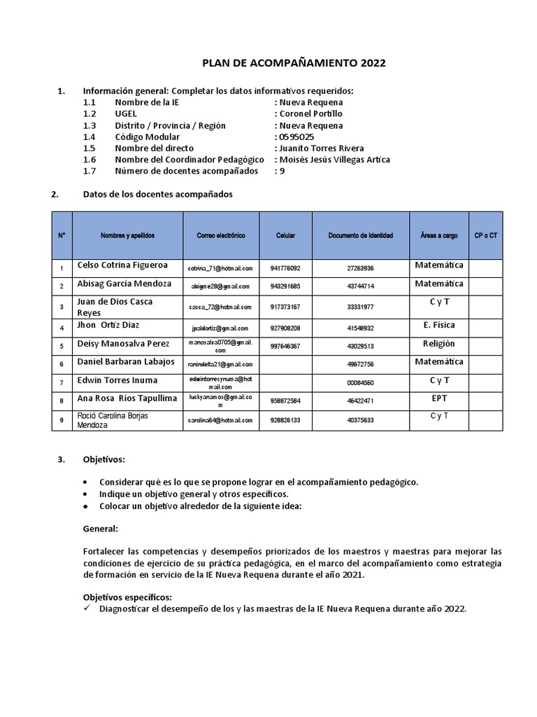 Plan de Acompañamiento 2022 en Aula | PDF | Evaluación | Socialización