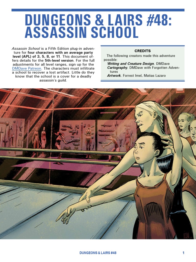 Dungeons & Lairs #48: Assassin School: Level (APL) of 3, 5, 8, or 11 ...