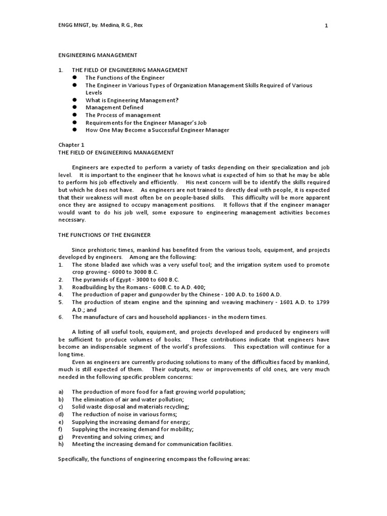 ENGINEERING MANAGEMENT by Roberto G Medina | PDF | Decision Making ...