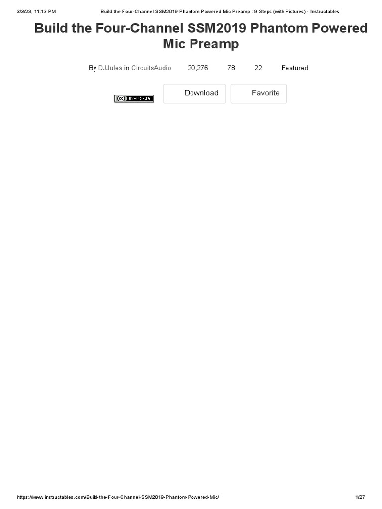 Build The Four-Channel SSM2019 Phantom Powered Mic Preamp - 9 Steps ...