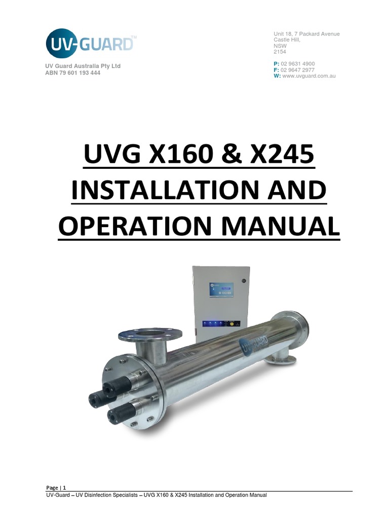 UVG X160 & X245 Installation and Operation Manual | PDF | Thermostat ...