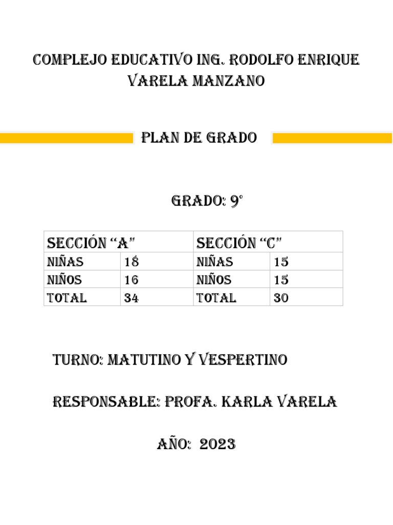 Plan De Grado Noveno A Y C 2023 Pdf Aprendizaje Enseñando