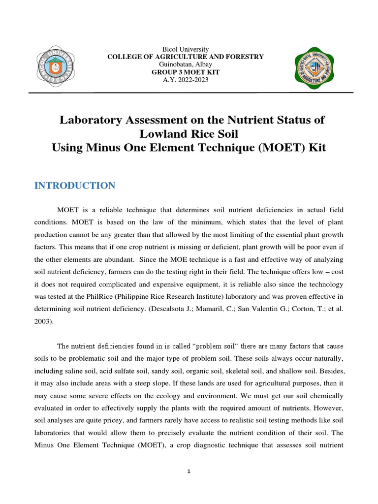 MOET | PDF | Soil | Plant Nutrition
