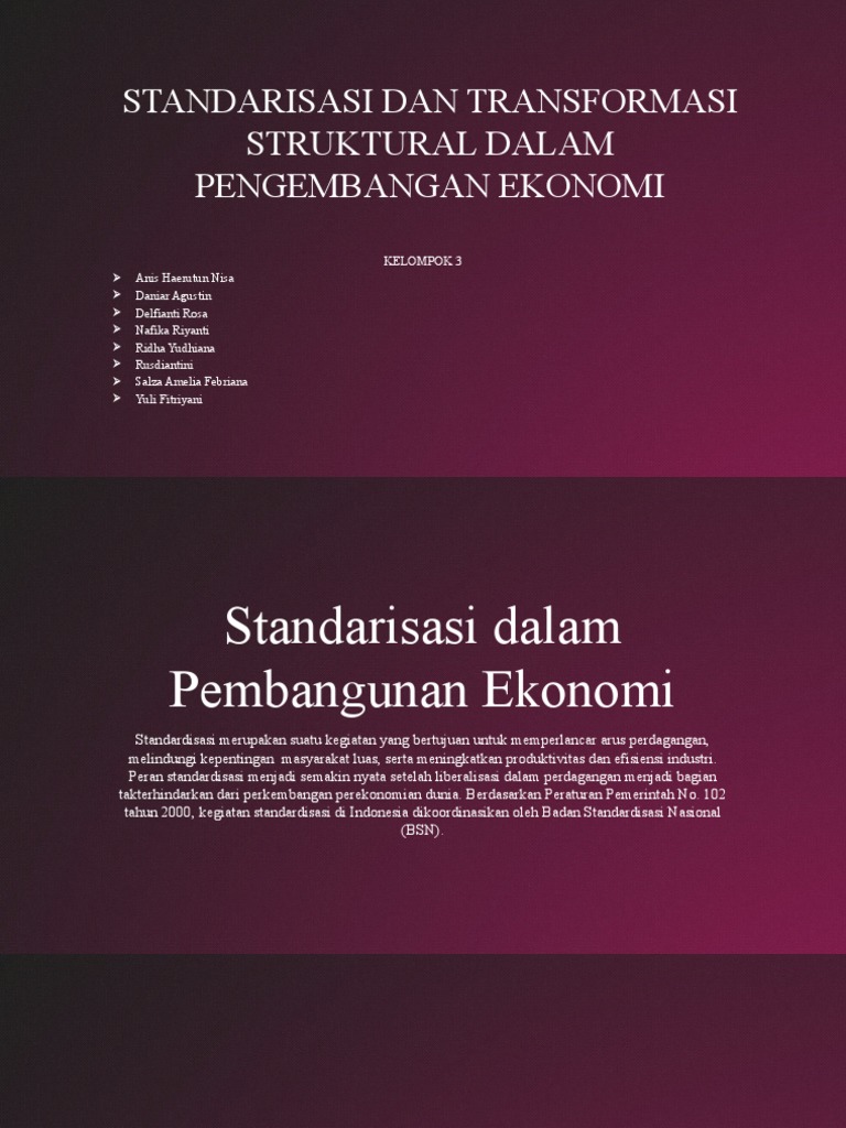 Standarisasi Dan Transformasi Struktural Dalam Pengembangan Ekonomi ...
