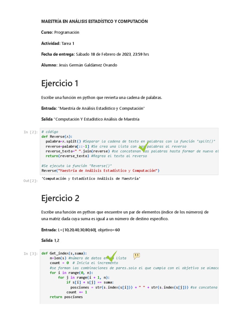 Ejercicio 1: Escribe Una Función en Python Que Revierta Una Cadena de Palabras | PDF | Python ...