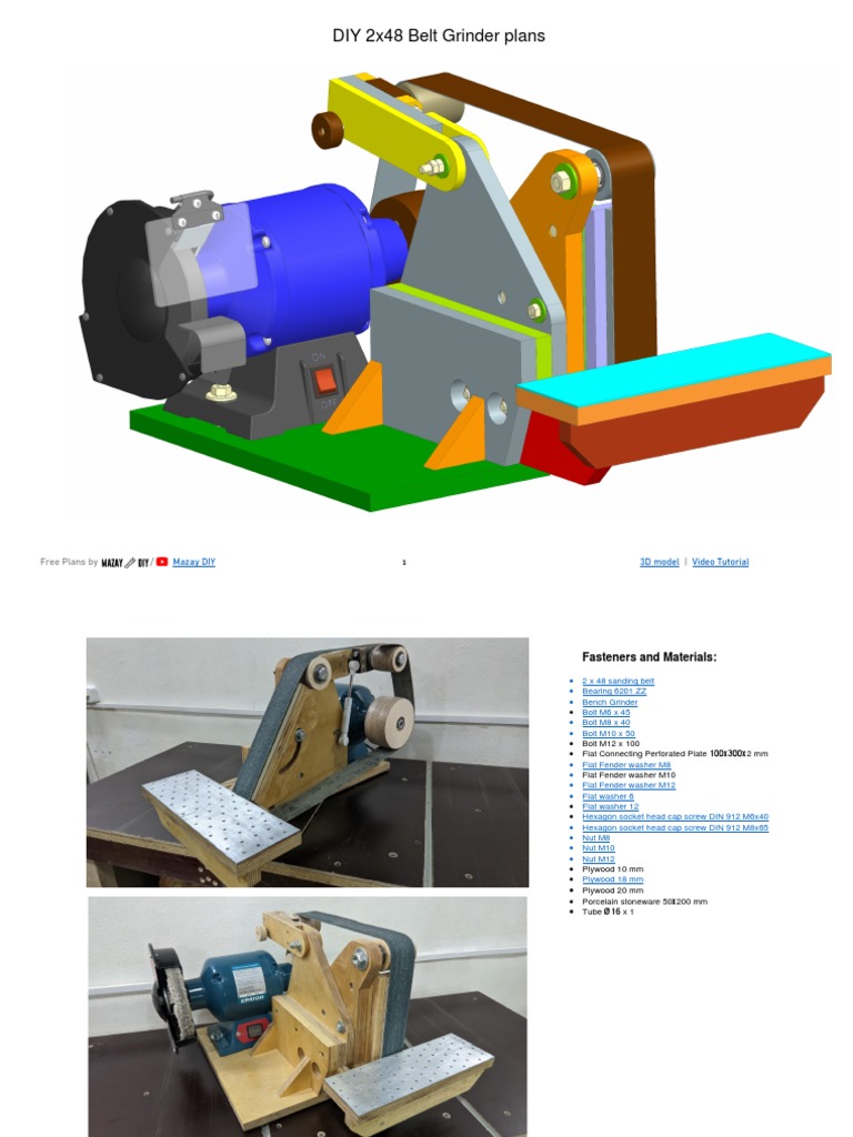 DIY 2x48 Belt Grinder Plans | PDF | Screw | Washer (Hardware)