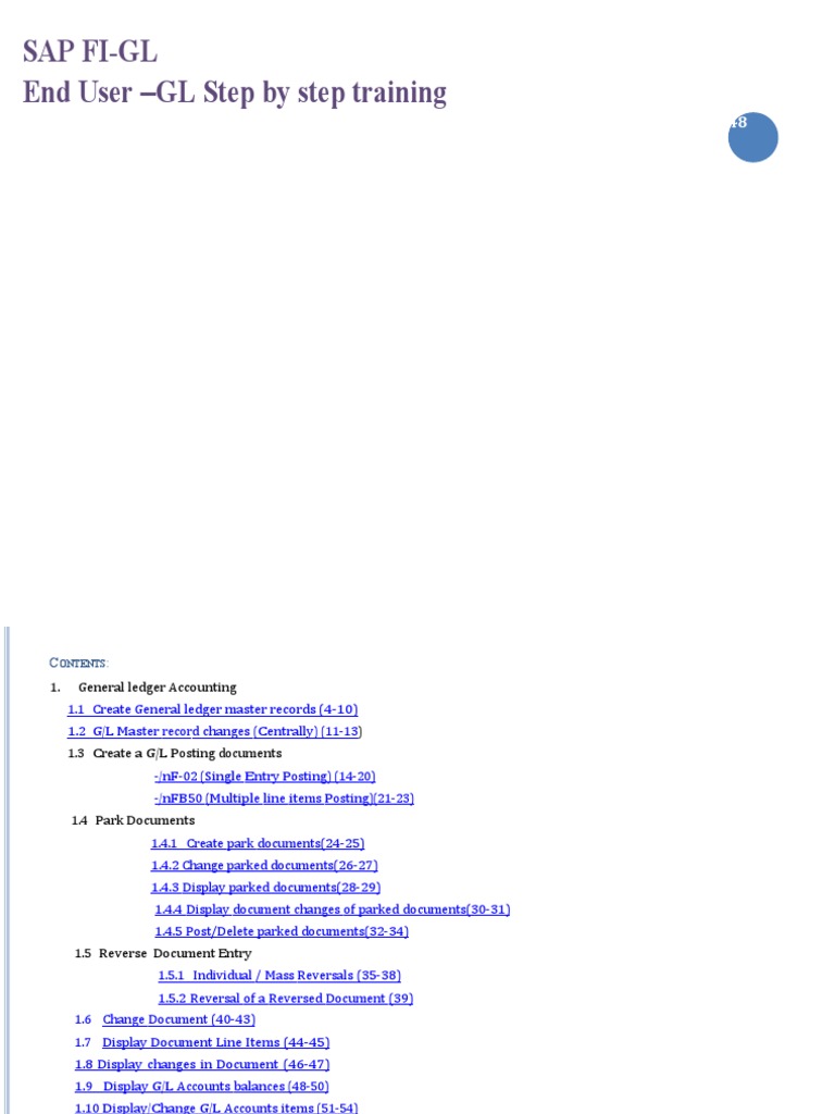 Sap Fi GL Enduser Step by Step Material | PDF | Graphical User Interfaces | Point And Click