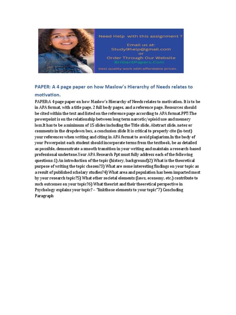 A 4 Page Paper On How Hierarchy of Needs Relates | PDF