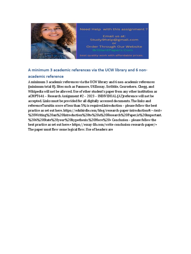 A Minimum 3 Academic References Via The UCW Library and | PDF